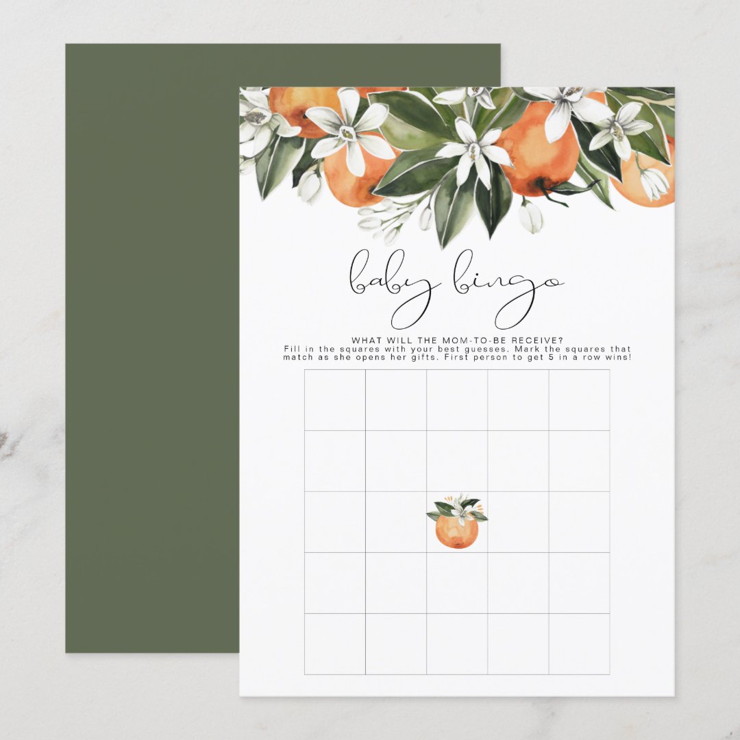 CALLIOPE Little Cutie Orange Baby Shower Bingo Invitation | Zazzle