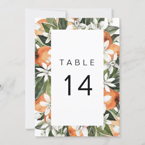 Calliope - Watercolor Tropical Orange Table Number | Zazzle