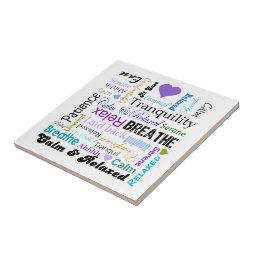 Calm and Relaxing positive words typography Tile | Zazzle