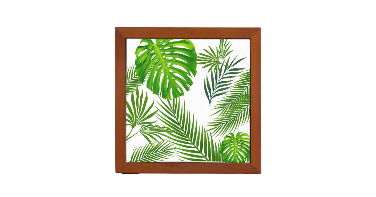 Calm Green Leaves Desk Organizer | Zazzle