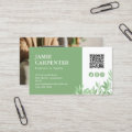 Calm Greenery QR Code Photo Social Media Icons Business Card | Zazzle