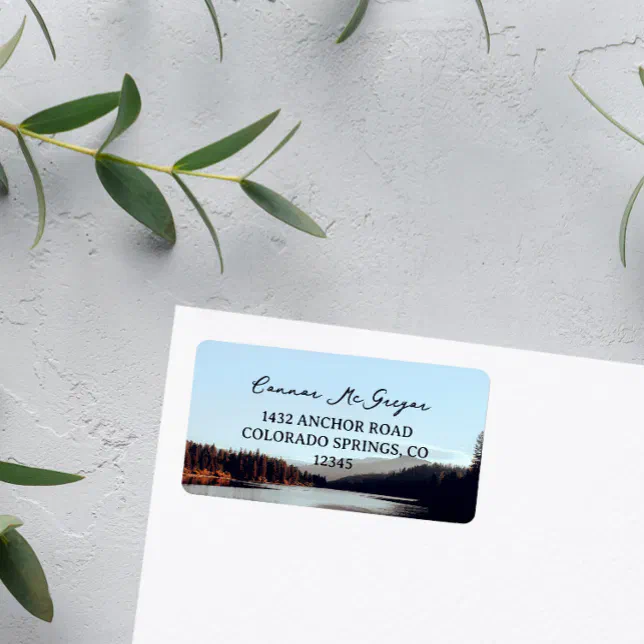 Calm Mountain Lake Forest Landscape Label | Zazzle