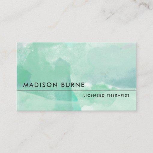 Calm Seafoam Watercolor Business Card | Zazzle