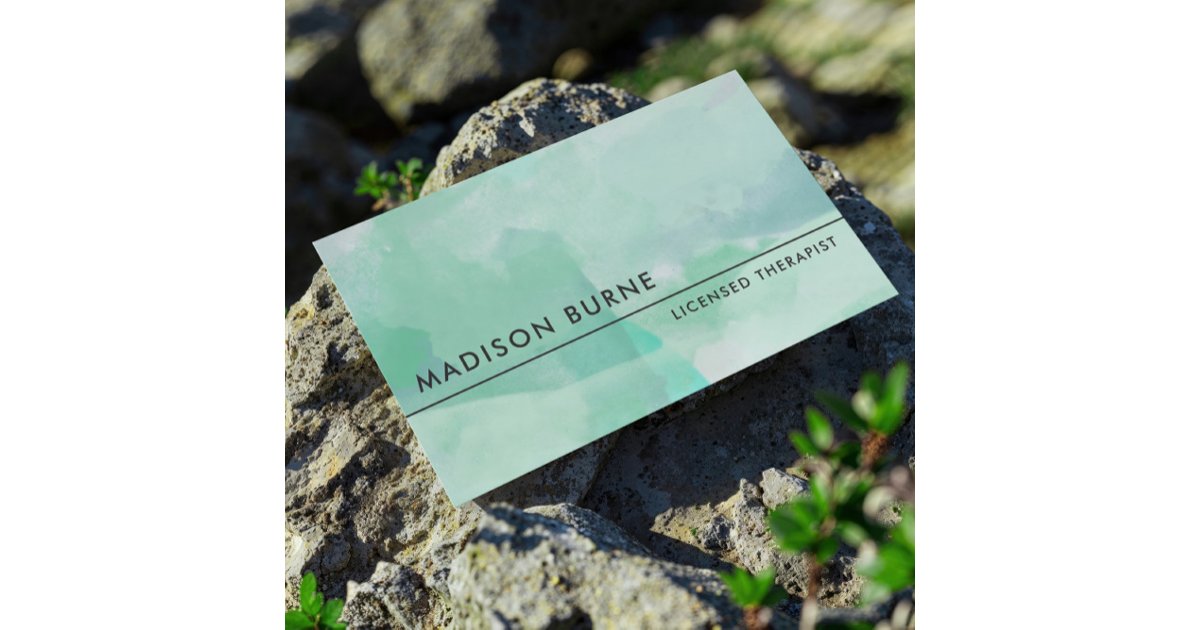 Calm Seafoam Watercolor Business Card | Zazzle