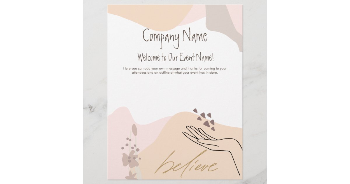 Calming Shapes Hand Motivational Event Welcome Letterhead | Zazzle