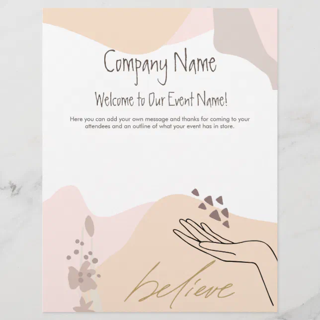 Calming Shapes Hand Motivational Event Welcome Letterhead | Zazzle