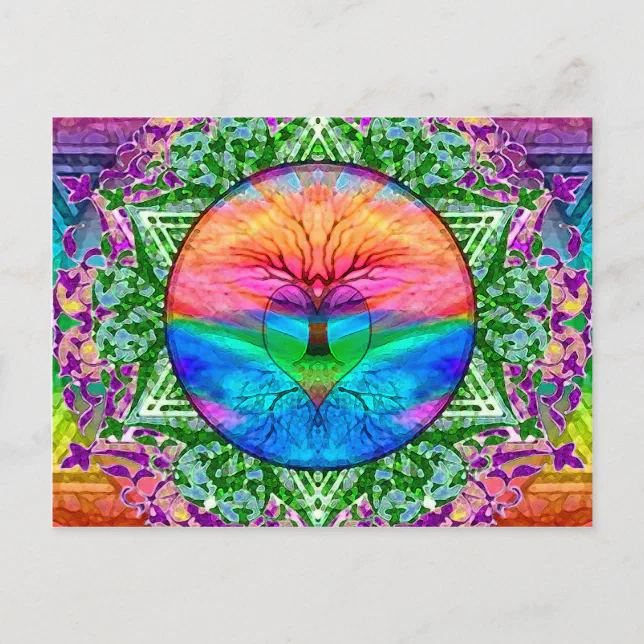 Calming Tree of Life in Rainbow Colors Postcard | Zazzle