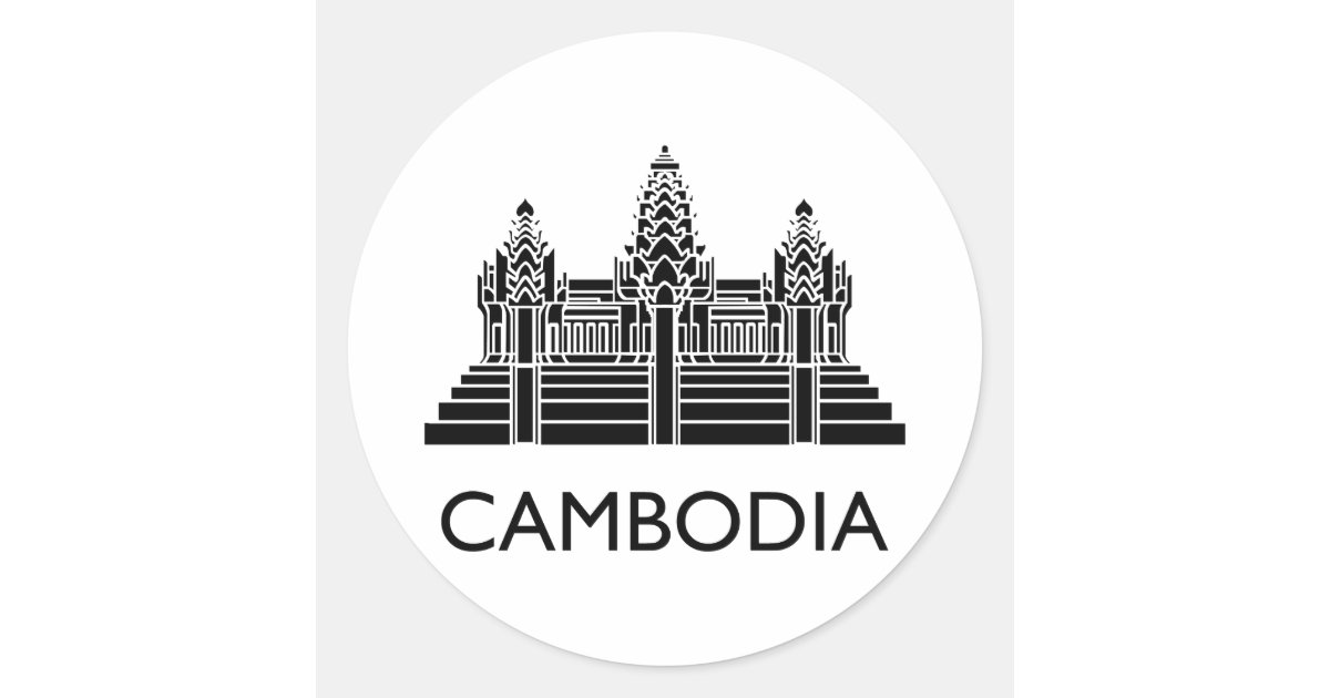 Cambodia Angkor Wat Classic Round Sticker | Zazzle