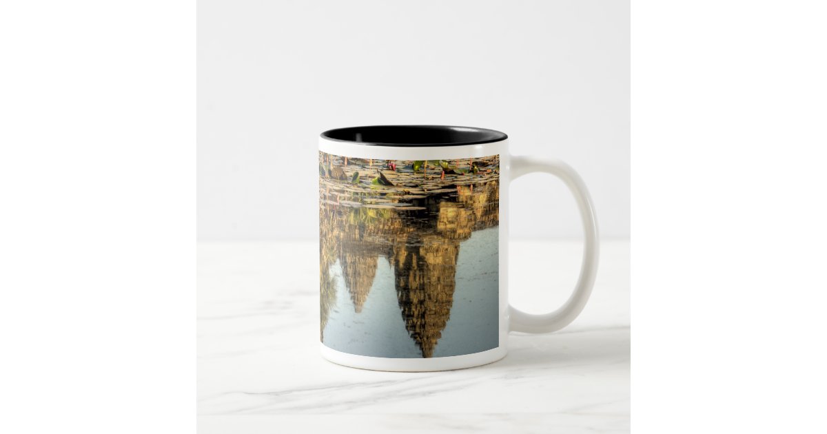 Cambodia, Angkor Wat. Reflection of temple Two-Tone Coffee Mug | Zazzle