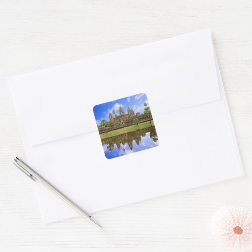 Cambodia, Kampuchea, Angkor Wat temple. Square Sticker | Zazzle