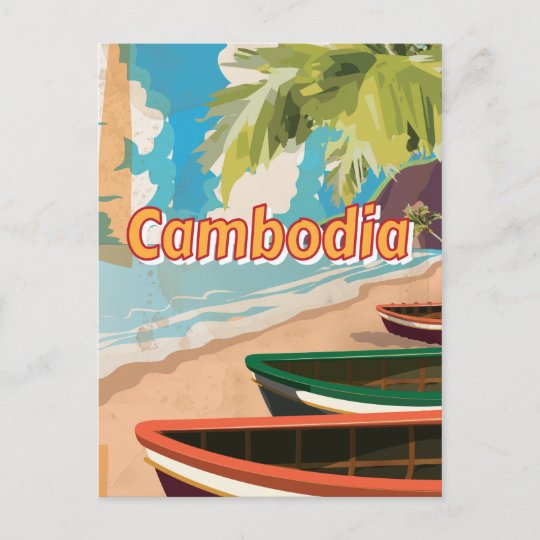 Cambodia Vintage travel poster Postcard | Zazzle.com