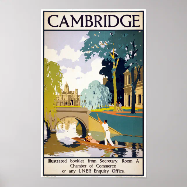 Cambridge Vintage Travel Poster Restored | Zazzle