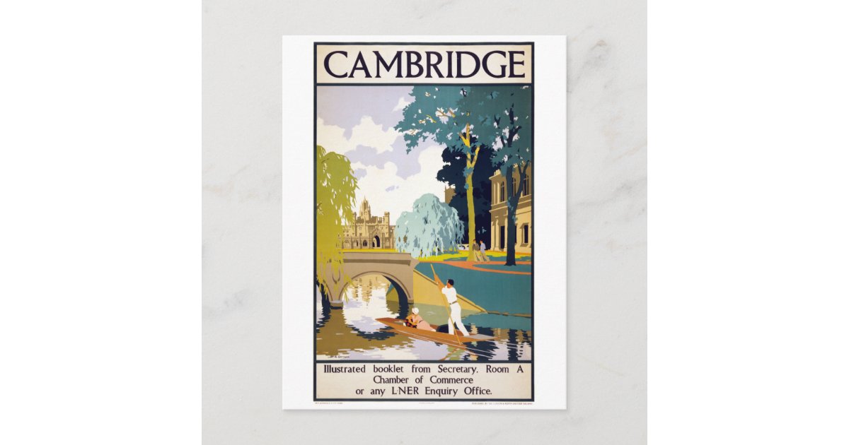 Cambridge Vintage Travel Poster Restored Postcard | Zazzle