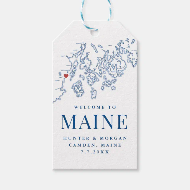 Camden Welcome to Maine Wedding Favor Gift Tags | Zazzle