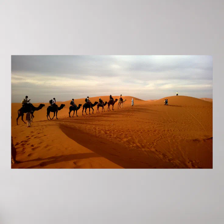 Camel caravan desert beautiful scenery poster | Zazzle