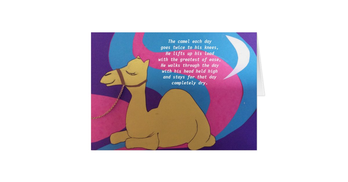 Camel poem greetings card. | Zazzle