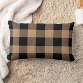 Camel Tan Black Buffalo Check Plaid Lumbar Pillow | Zazzle