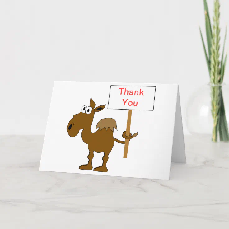 Camel With Sign Thank You Card Template | Zazzle