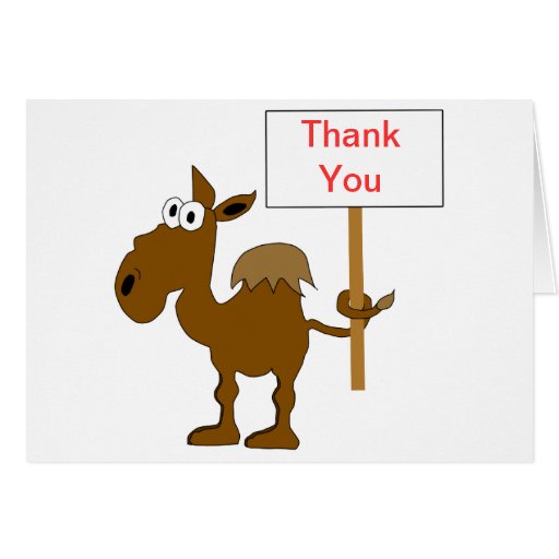 Camel With Sign Thank You Card Template | Zazzle
