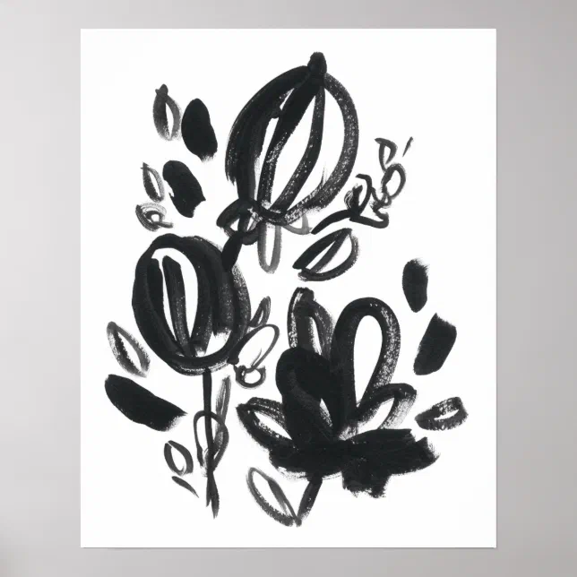 Cameo Bloom - Black and White Poster | Zazzle