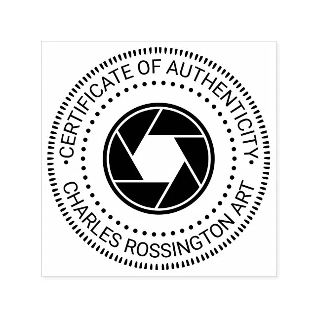 Camera Aperture “Certificate of Authenticity” Self-inking Stamp | Zazzle