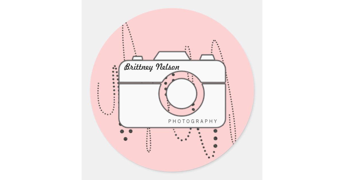 Camera + Business name Photographer Stickers | Zazzle