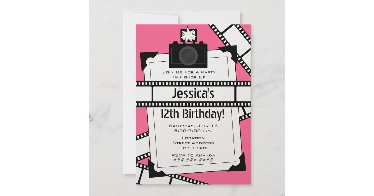 Camera Film and Photo Birthday Party Invite | Zazzle