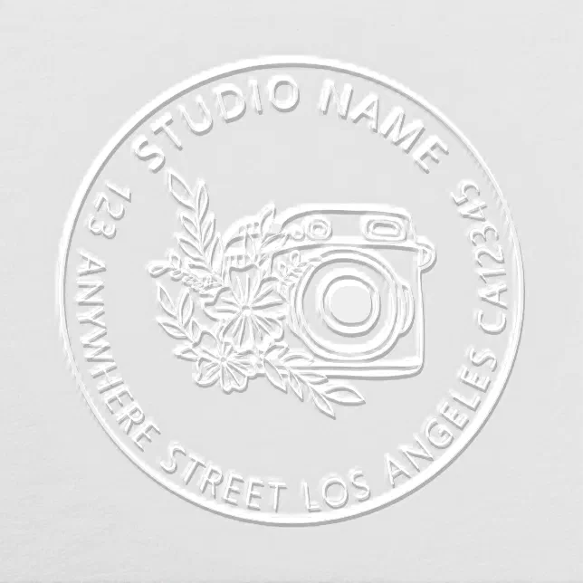 Camera Florals Photography Studio Name Address Embosser | Zazzle