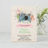 Camera girl birthday party invitation | Zazzle