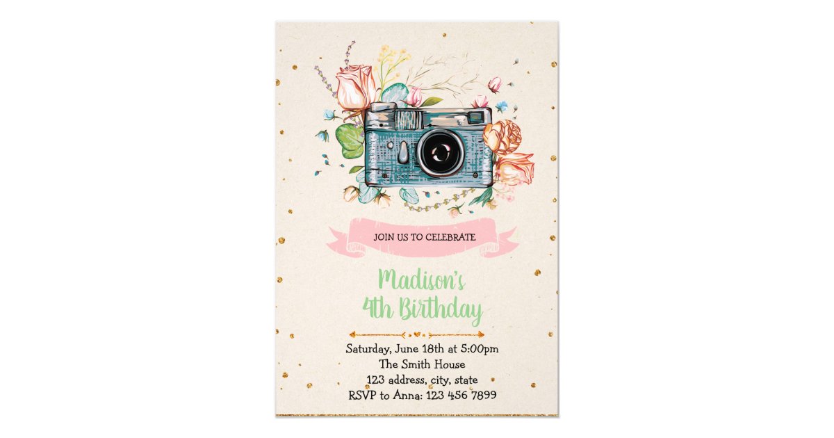 Camera girl birthday party invitation | Zazzle.com