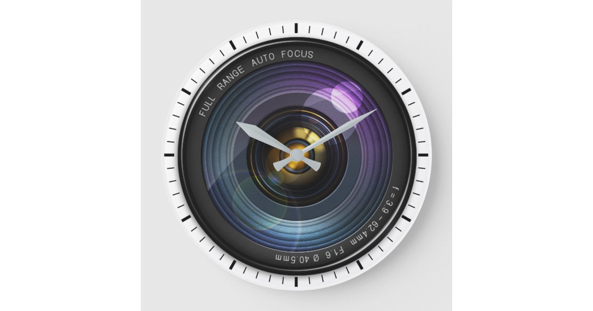 Camera Lens Large Clock | Zazzle