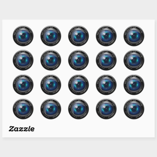 Camera Lens Personalized Classic Round Sticker | Zazzle