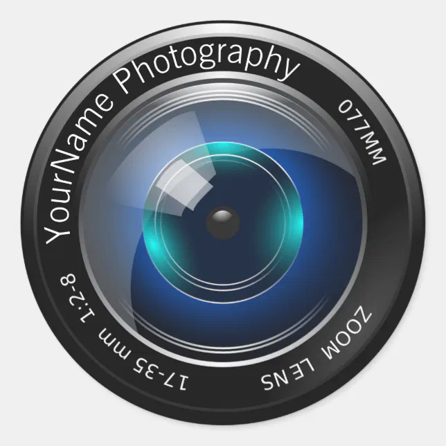 Camera Lens Personalized Classic Round Sticker | Zazzle