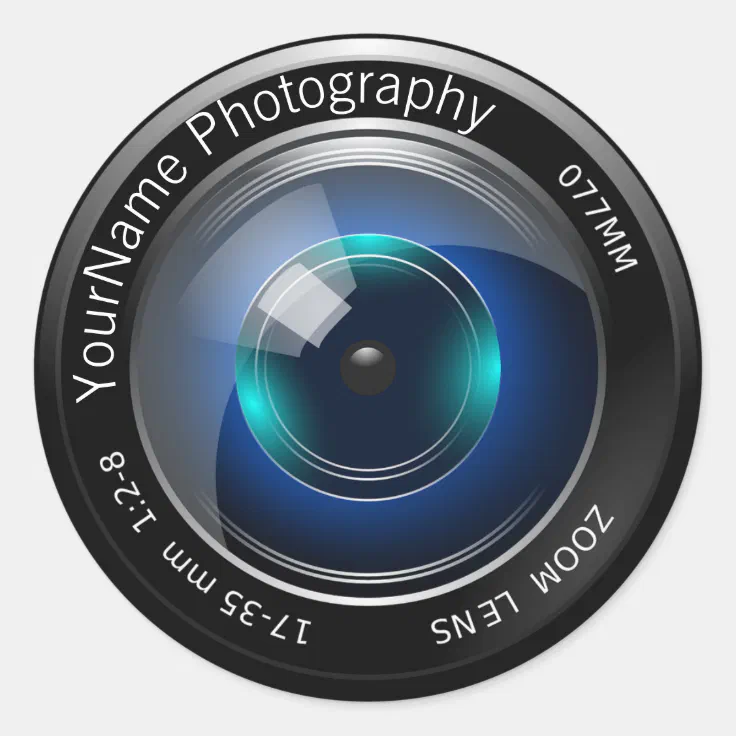 Camera Lens Personalized Classic Round Sticker | Zazzle