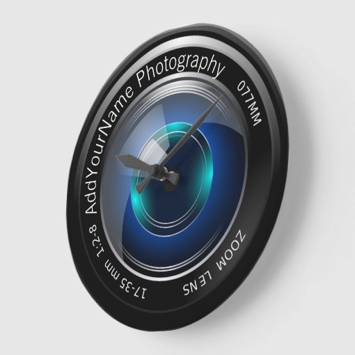 Camera Lens Personalized Large Clock | Zazzle