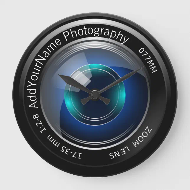 Camera Lens Personalized Large Clock | Zazzle