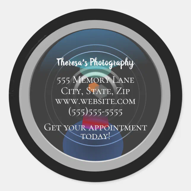 Camera Lens Photo Studio Advertising Stickers | Zazzle