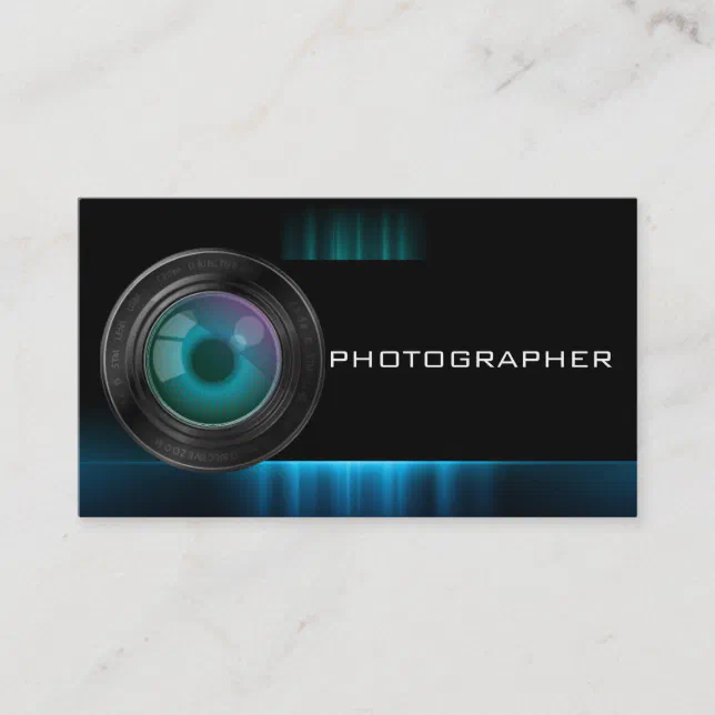 Camera Lens Photographer Business Card | Zazzle