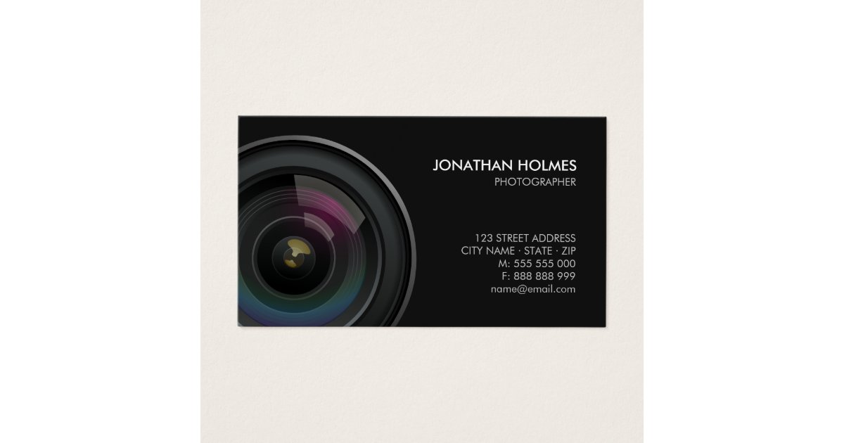 Camera Lens Photographer business card | Zazzle.com