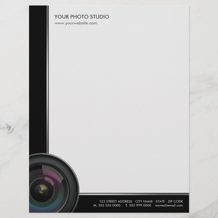 Camera Lens Photographer business letterhead | Zazzle