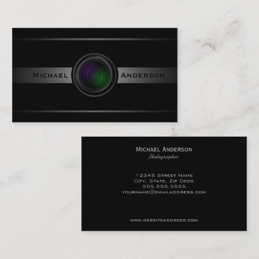 Camera Lens Photography Business Card | Zazzle