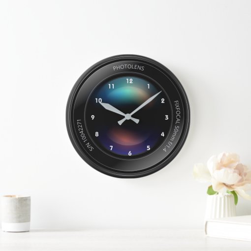 Camera Lens Photography Design Acrylic Wall Clock | Zazzle
