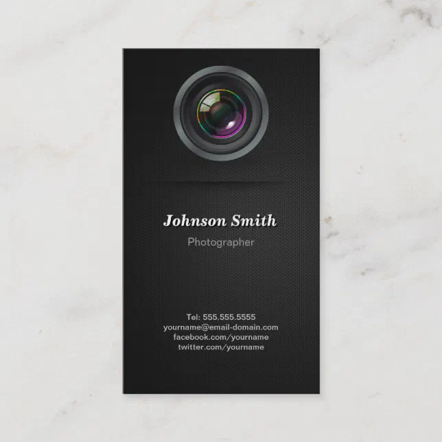 Camera Lens - Show Your Best Photo on the Back Business Card | Zazzle