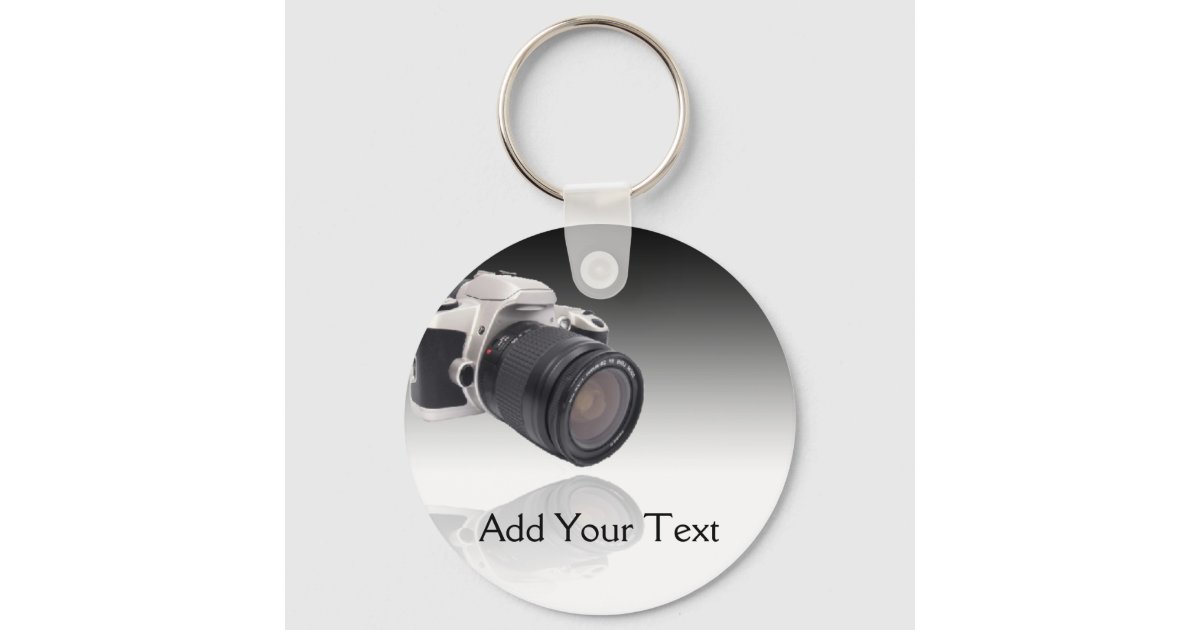 Camera on Black Gradient Keychain | Zazzle