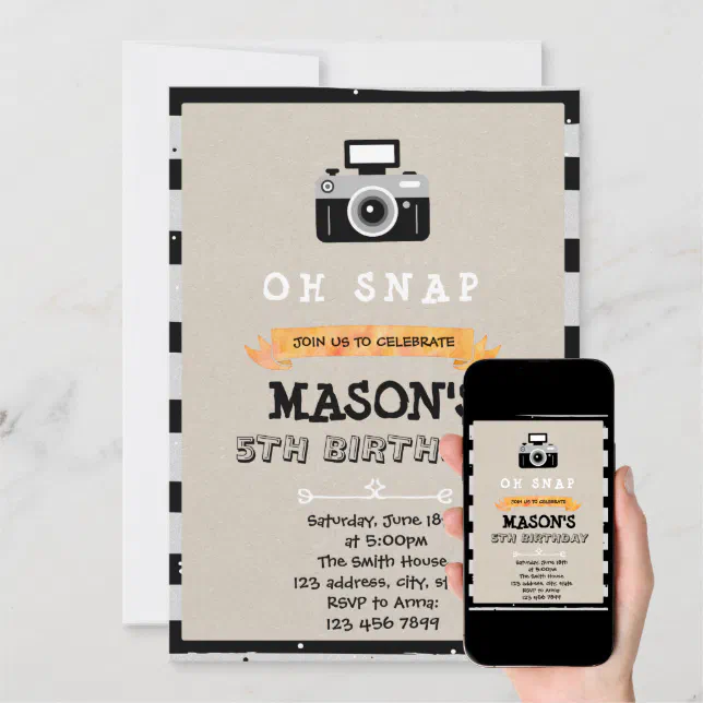Camera party birthday invitation | Zazzle