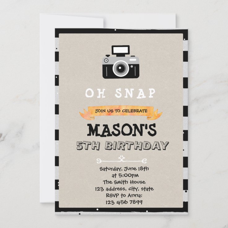 Camera party birthday invitation | Zazzle