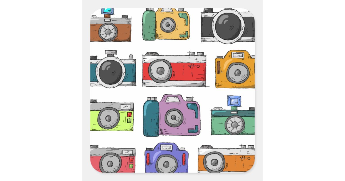 Cameras Square Sticker | Zazzle
