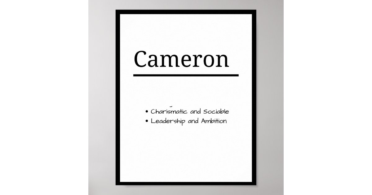 Cameron, Boy Personalized Name Definition Poster | Zazzle