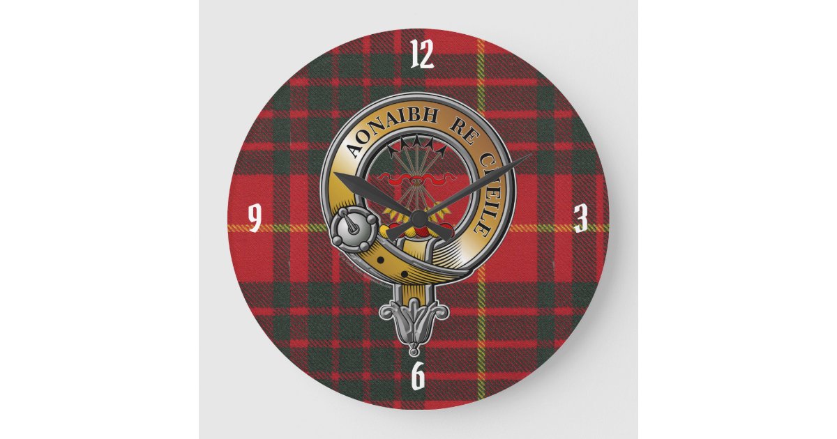 Cameron Tartan & Badge Large Clock | Zazzle