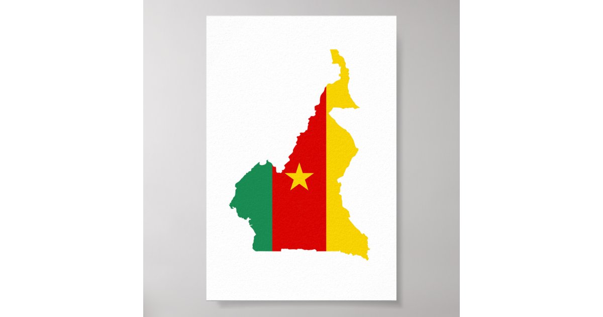 cameroon country flag map shape silhouette symbol poster | Zazzle